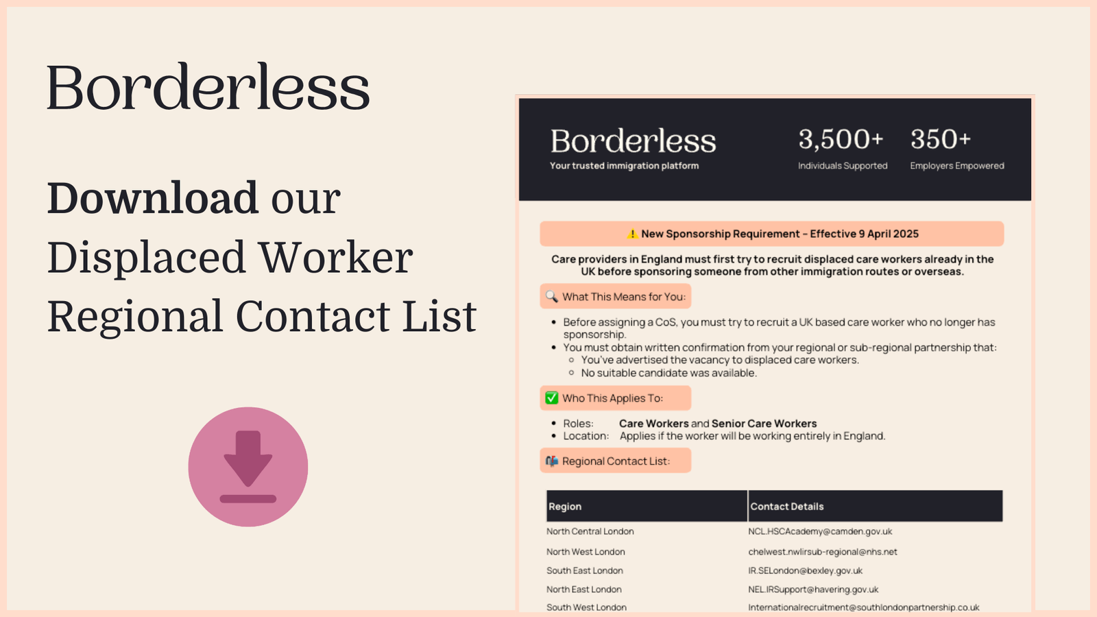 Borderless - Displaced Worker Regional Contact List